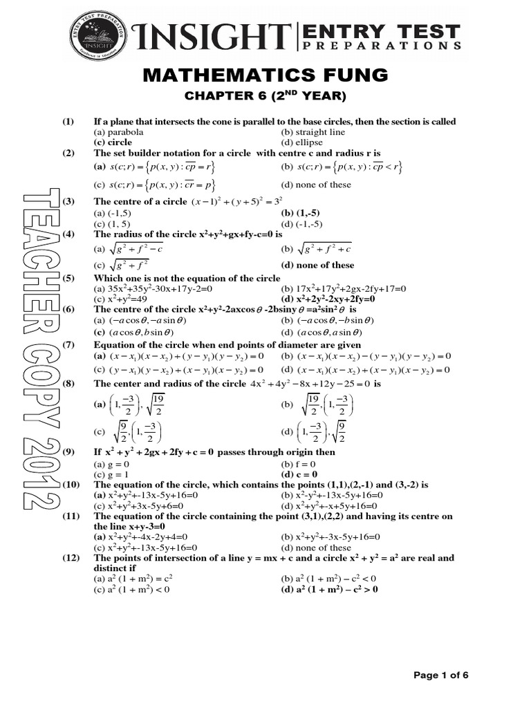Test CH 6 (Complete) | PDF | Ellipse | Elementary Geometry