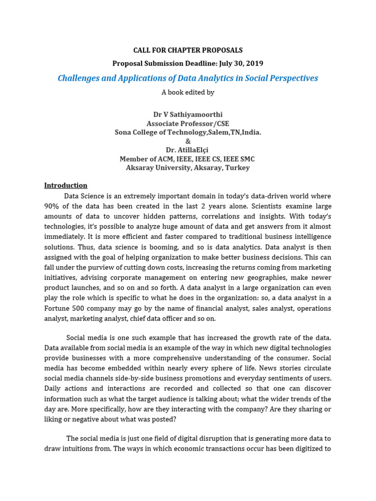 Challenges and Applications of Data Analytics in Social Perspectives | PDF | Popular Culture ...