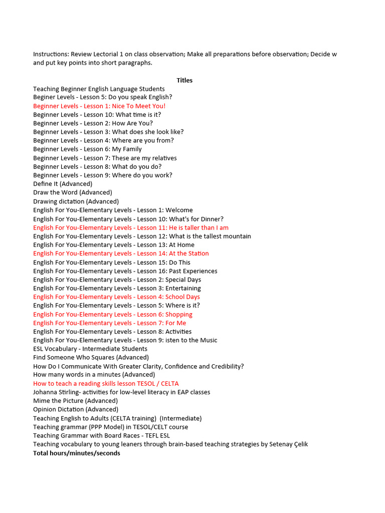 Class Observation YouTube Clips-30 July 2021 (2) | PDF | English As A ...