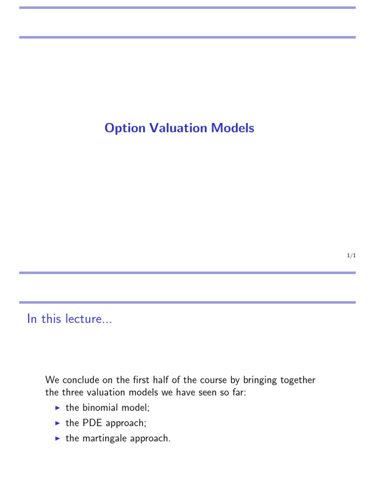 Option Valuation Models | Download Free PDF | Black–Scholes Model ...
