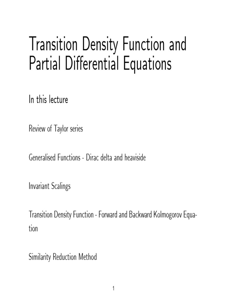 PDE_s and transition Density Function | PDF | Probability Theory | Mathematics