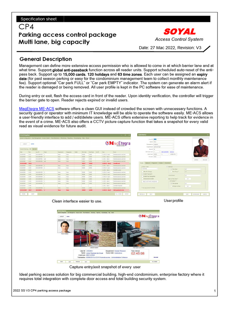 SOYAL CP4-package Specification-Sheet V3 | PDF | Access Control | Personal Computers