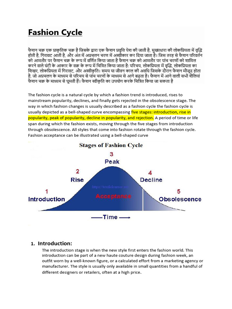 Fashion Cycle Information Sheet | PDF
