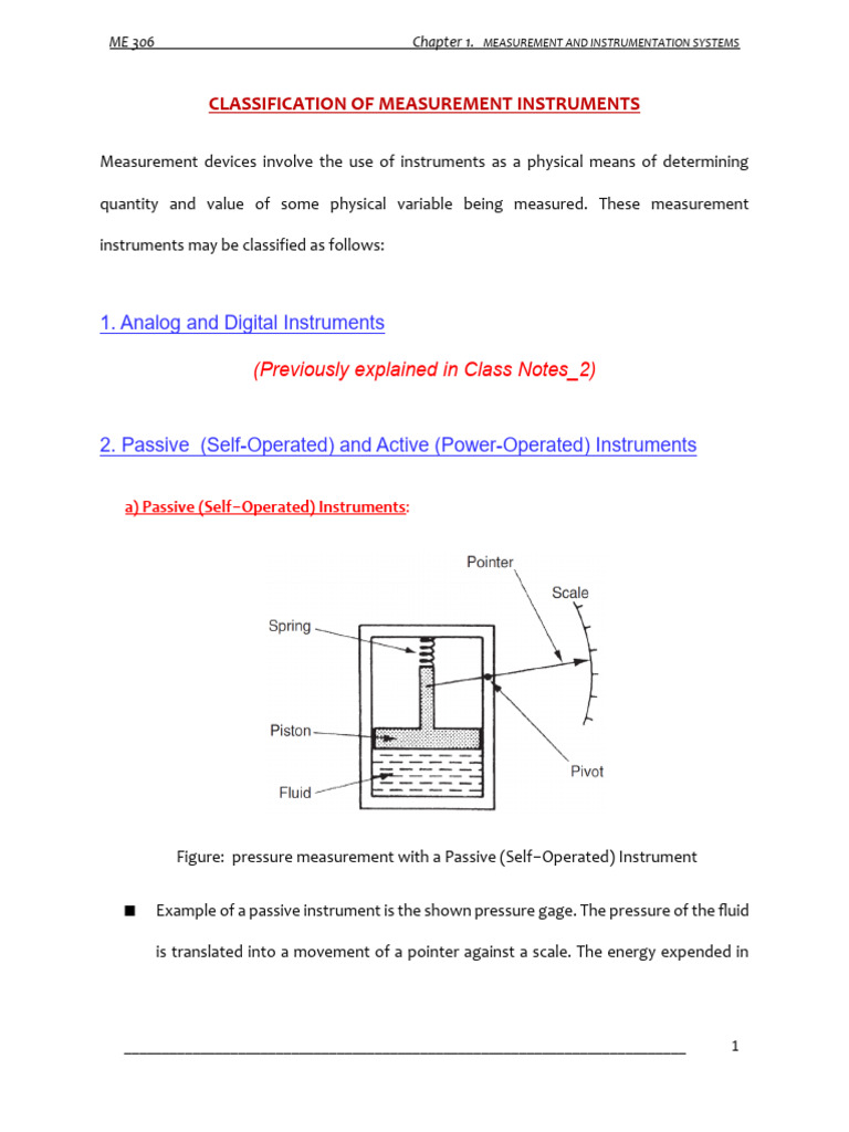 Measurement Instrument Classification Guide | PDF | Instrumentation ...