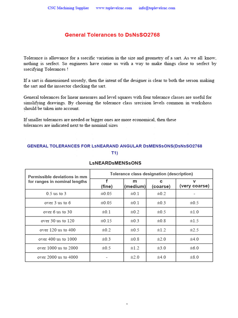 General Tolerances DIN ISO 2768 | Download Free PDF | Engineering Tolerance | Metrology