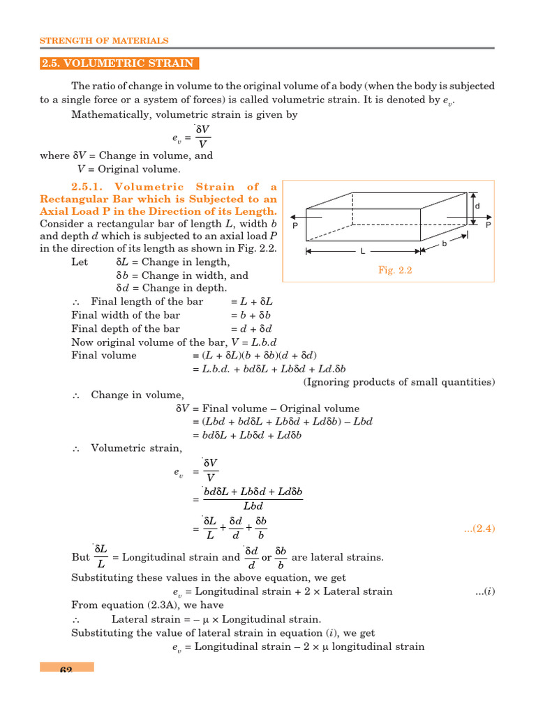 Understanding Volumetric Strain Calculations | PDF | Stress (Mechanics ...