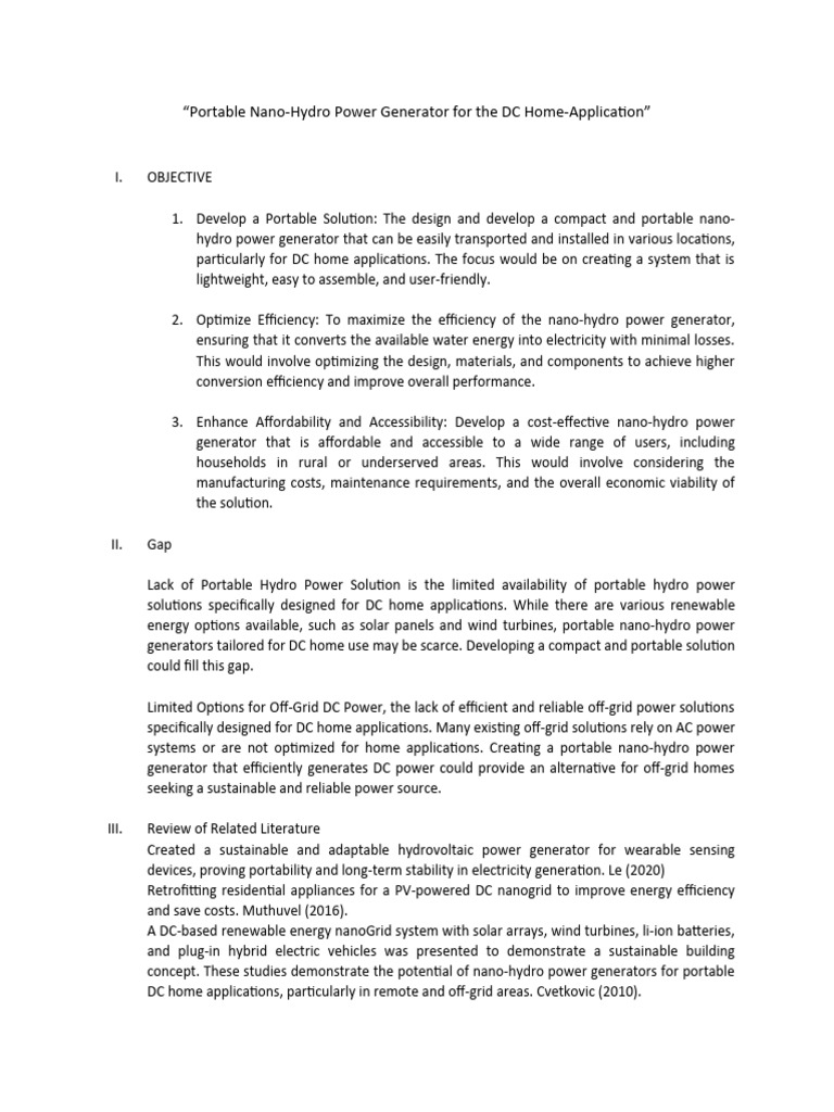 Portable Nano Hydro Power Generator For The DC Home Application | PDF ...