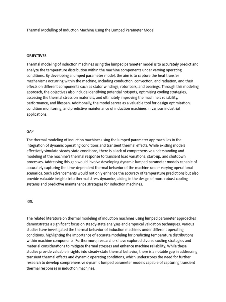 Thermal Modelling Of Induction Machine Using The Lumped Parameter Model Pdf Reliability