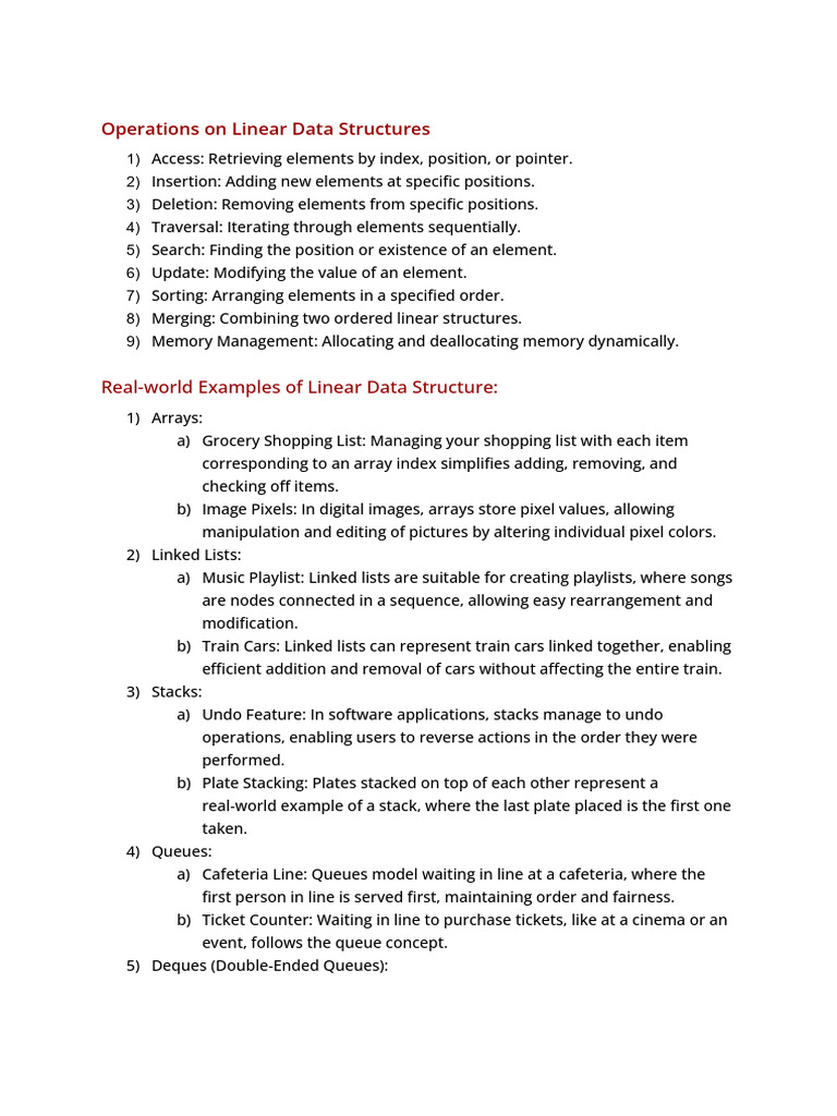 Linear Data Structures Explained | PDF