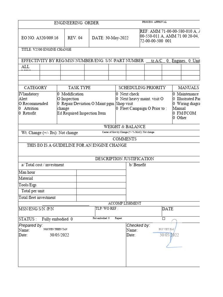 Eo A320 009.16 Engine Change Rev. 04 | PDF | Screw | Silicone