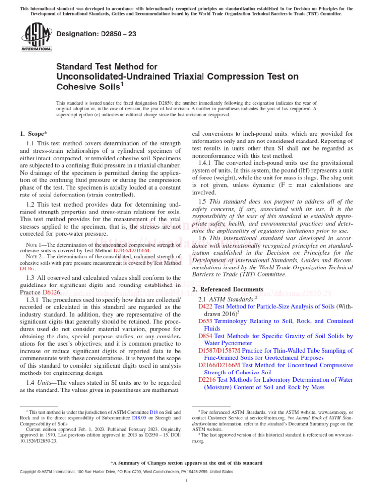 Astm D2850 23 | PDF | Stress (Mechanics) | Strength Of Materials