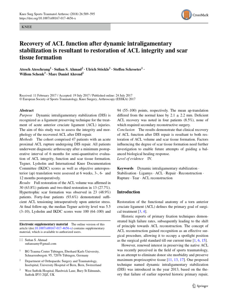 Knee Surg Sports Traumatol Arthrosc - 2017 - Ateschrang - Recovery of ...