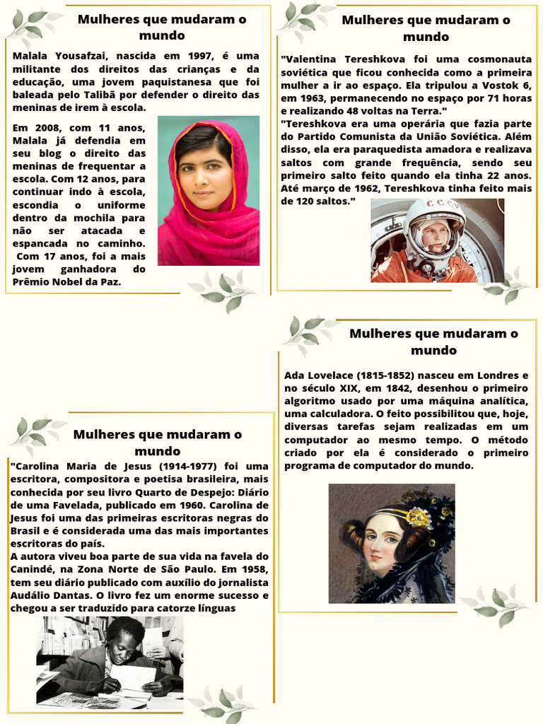 Mulheres Que Mudaram o Mundo | PDF | Clássicos