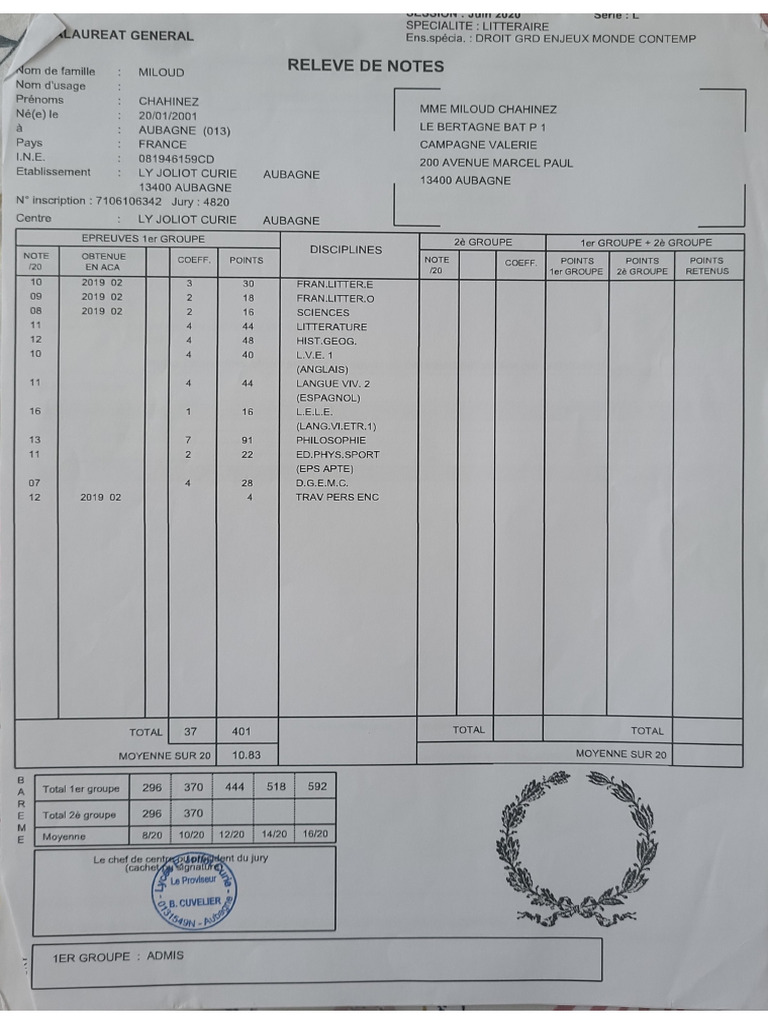 Relever Notes Bac 1 | PDF
