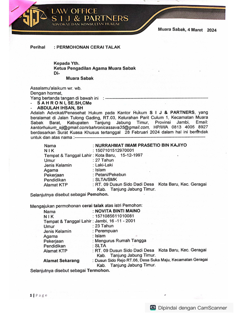 Dokumen - Gugatan - Cerai Talak | PDF
