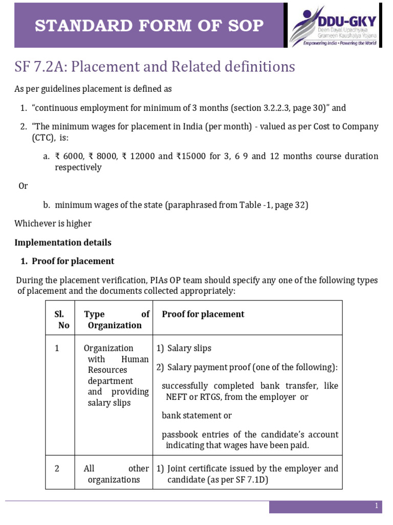 SF 7.2A Placement and Related Definitions | PDF | Salary | Employment