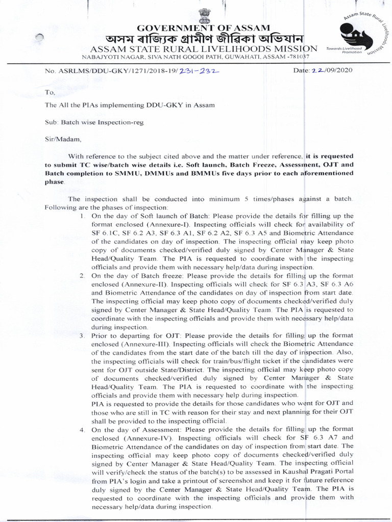Batch Wise Inspection PIA09222020153746 | PDF