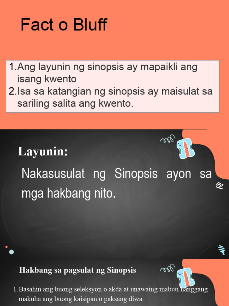 Hakbang Sa Pagsulat NG SINOPSIS | PDF