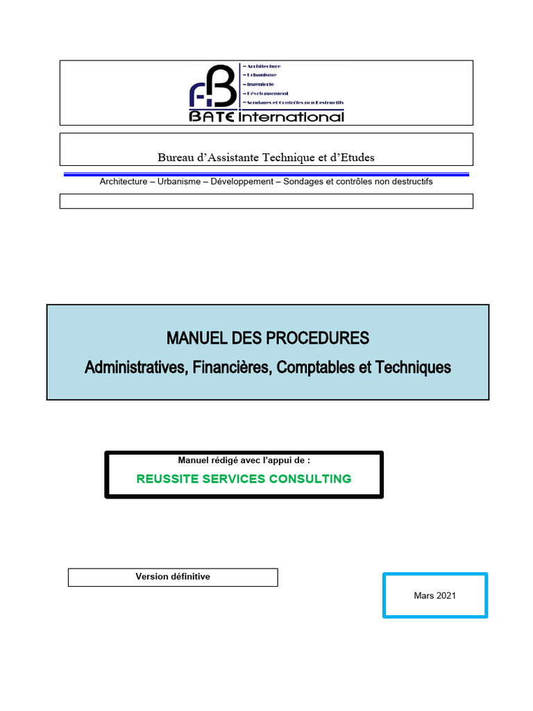 Manuel de procedures Version Définitive V14-03-2021 | PDF