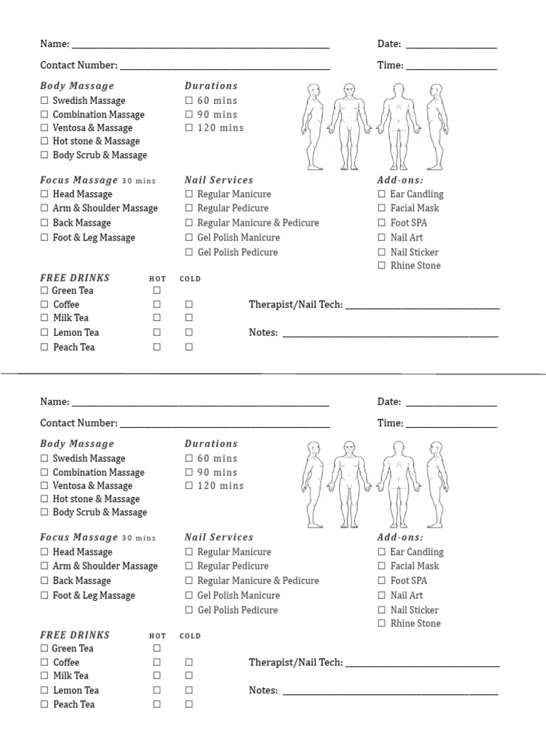 Form Spa | Download Free PDF | Massage | Tea