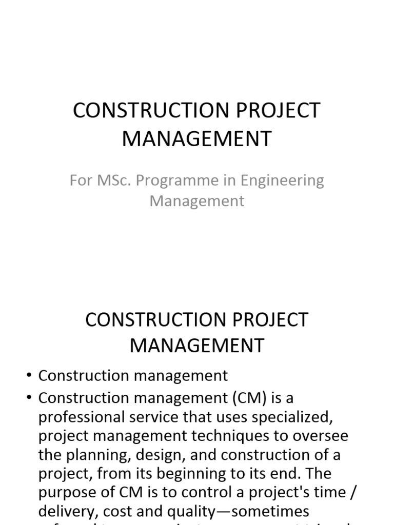 Construction Project Management 2020 | PDF | Construction Management ...