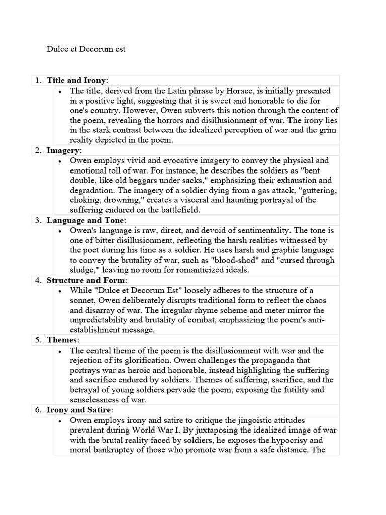 Dulce Et Decorum Est | PDF | Poetry