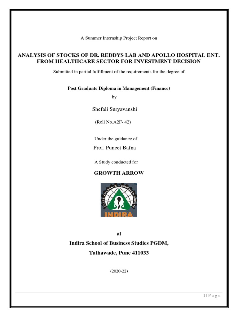 Analysis of stocks of Dr. Reddys lab and apollo hospitals sip report ...