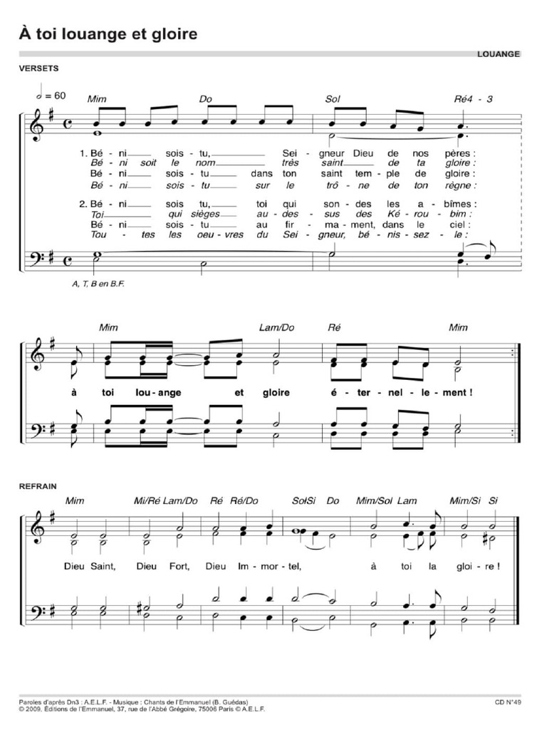 A Toi Louange Et Gloire | PDF