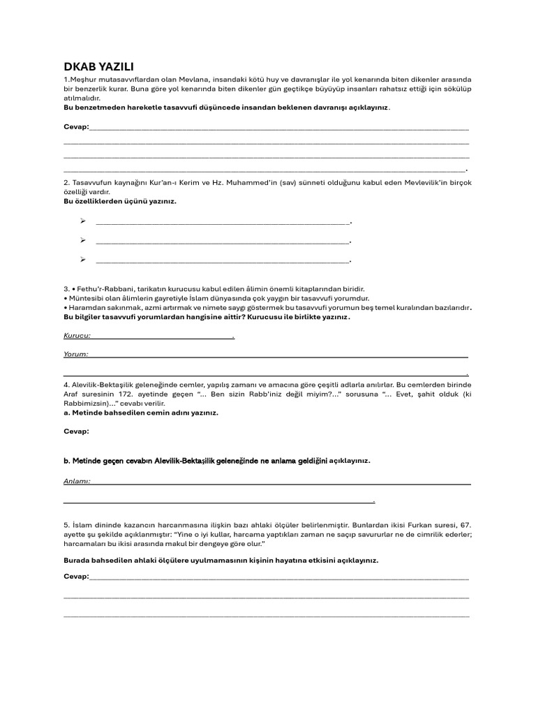 Dkab Yazılı. | PDF