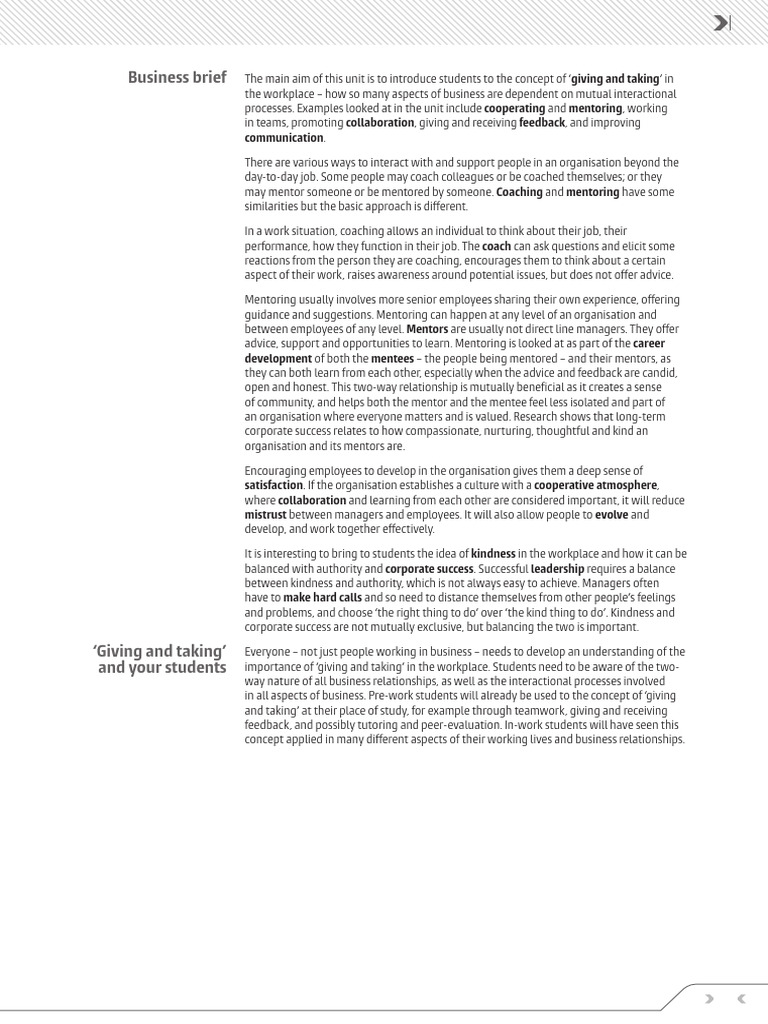Understanding Workplace Giving and Taking | PDF | Mentorship ...
