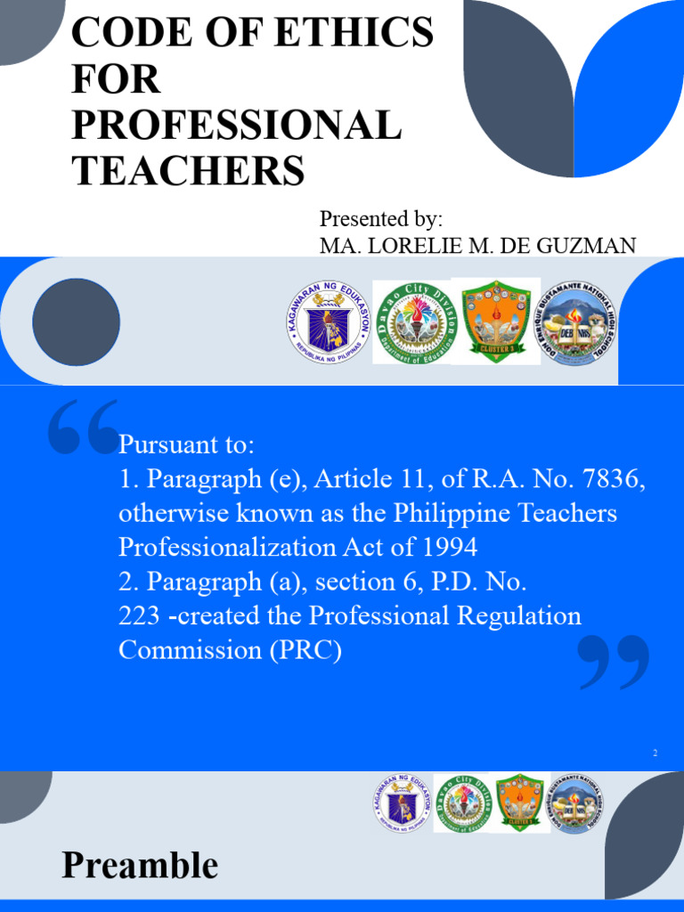 Code of Ethics For Professional Teachers | PDF | Teachers
