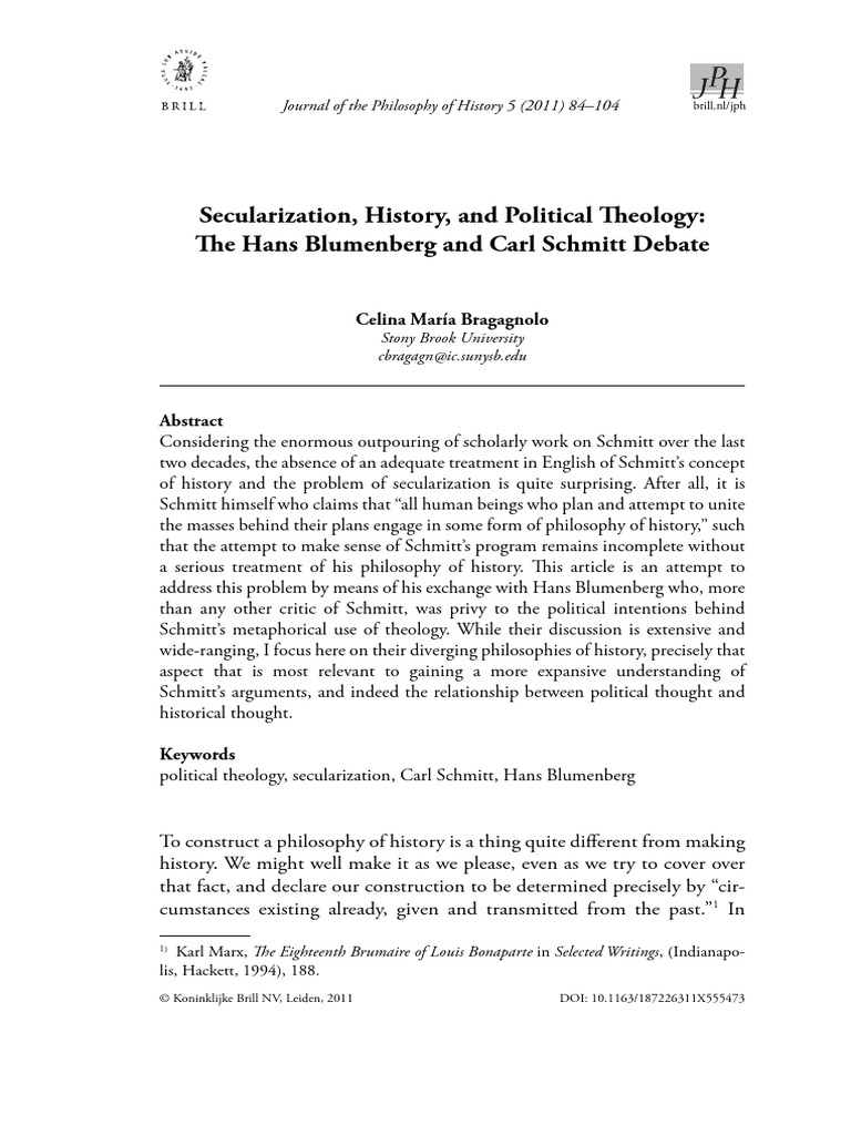 Schmitt vs. Blumenberg: History Debate | PDF | Political Theology | Trinity