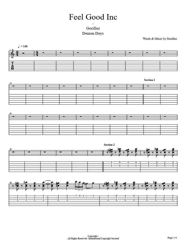 Guitar 2 Gorillaz Feel Good Inc Pdf