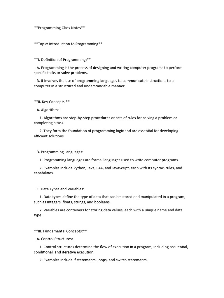 Programming Notes Download Free Pdf Computer Programming Programming Language 