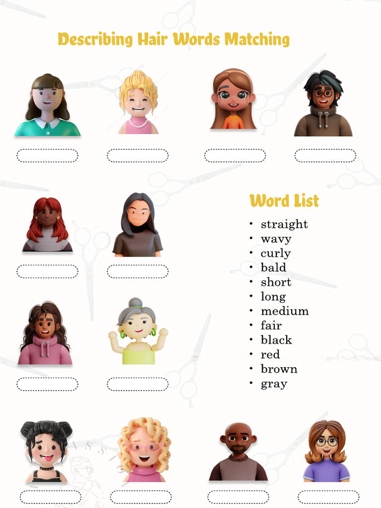 Describing Hair Worksheets | PDF | Word Puzzles