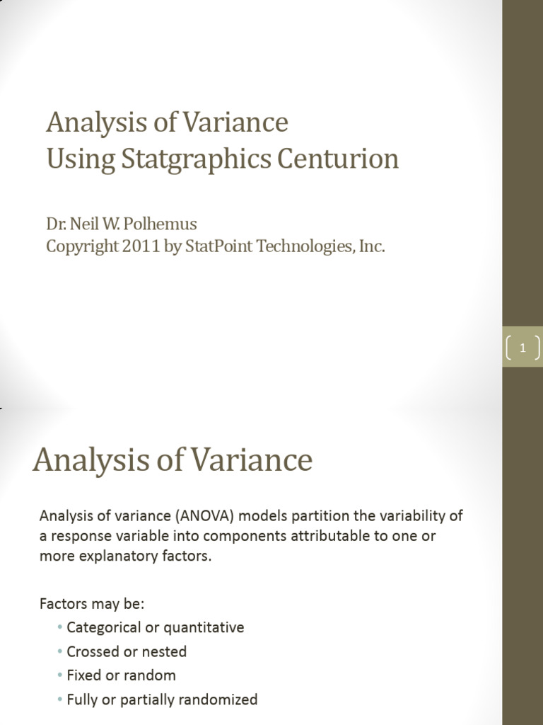 Analysis of Variance Webinar | PDF | Analysis Of Variance | Categorical ...