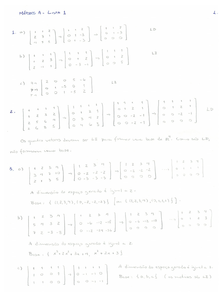 Metodos - I Lista1 Gab | PDF