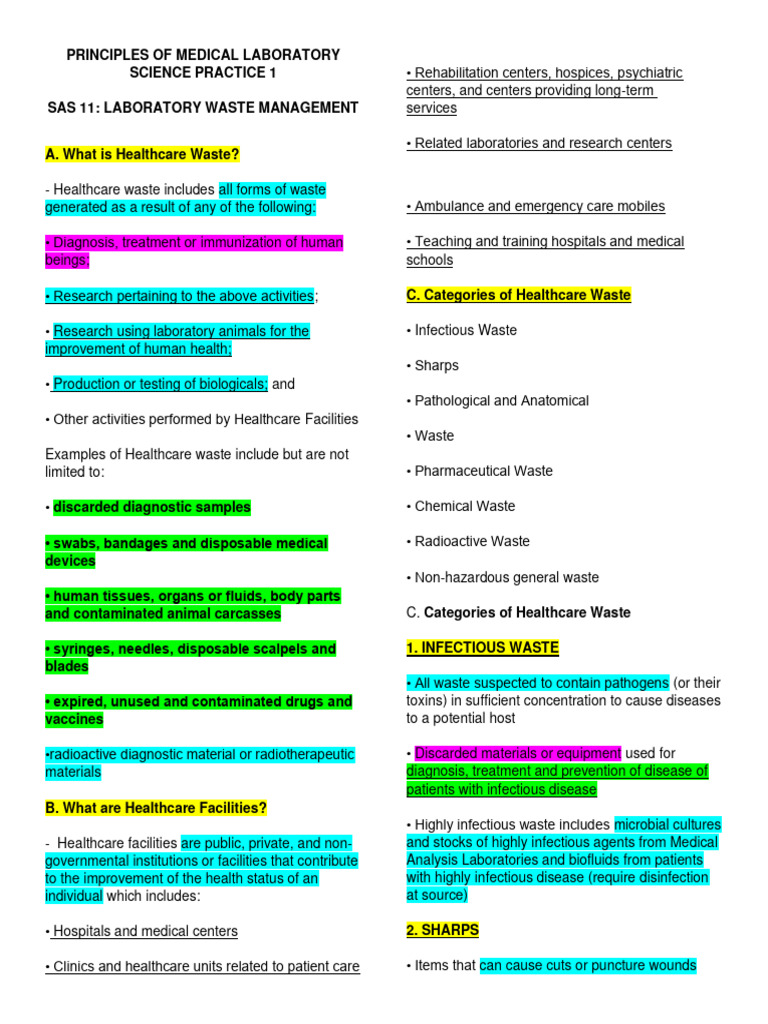 Sas 11 Laboratory Waste Management | Download Free PDF | Waste | Infection