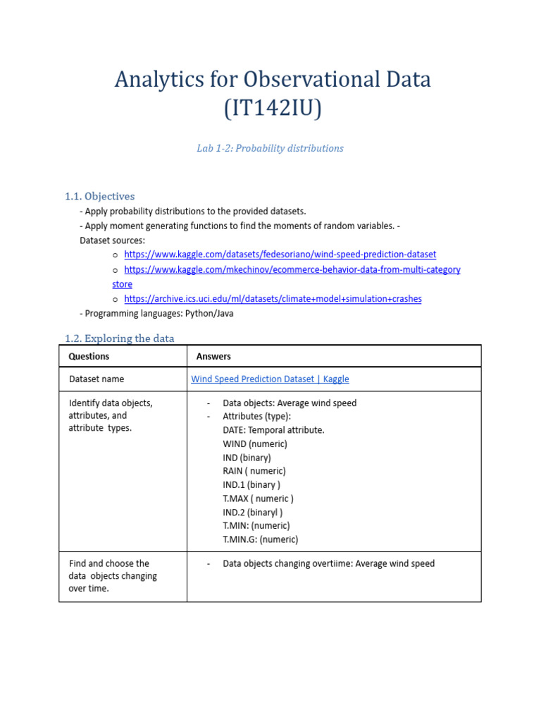 AOD Lab1 2 | PDF | Statistics | Statistical Theory