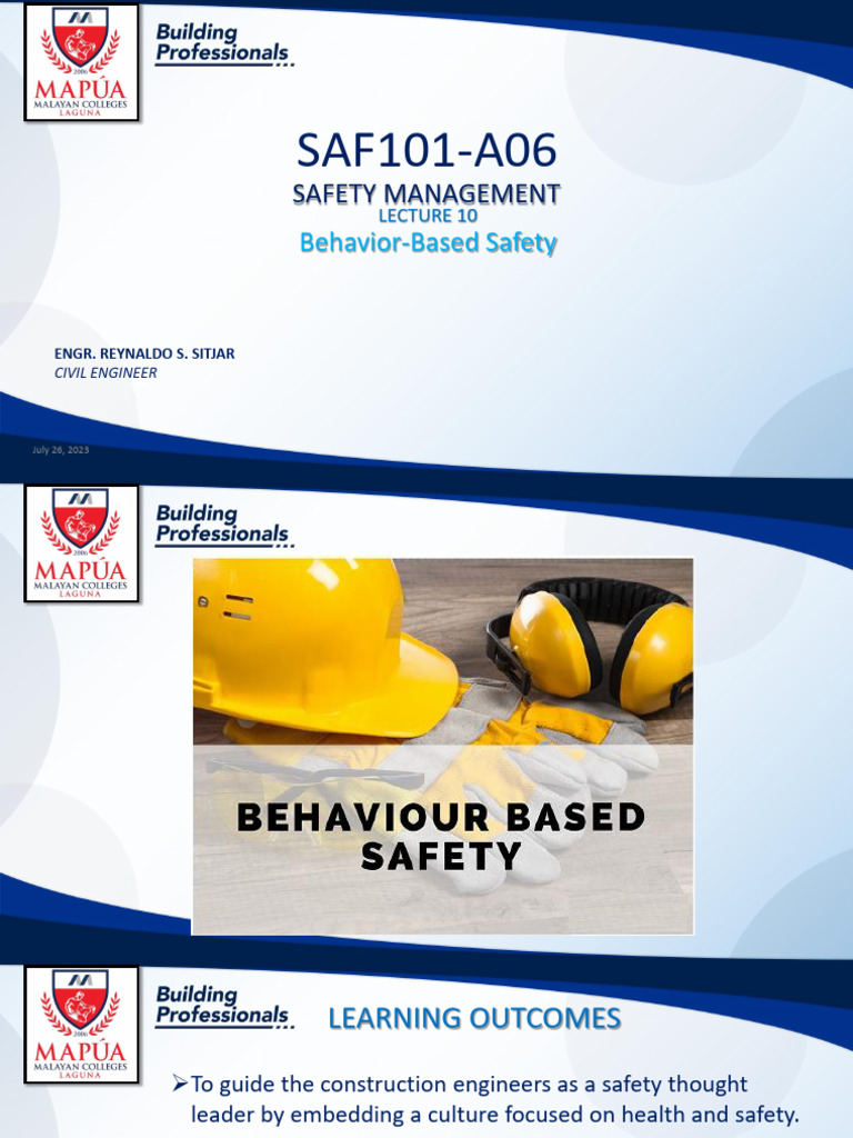 Lecture 10 Bahavior-Based Safety A06 | PDF | Occupational Safety And ...