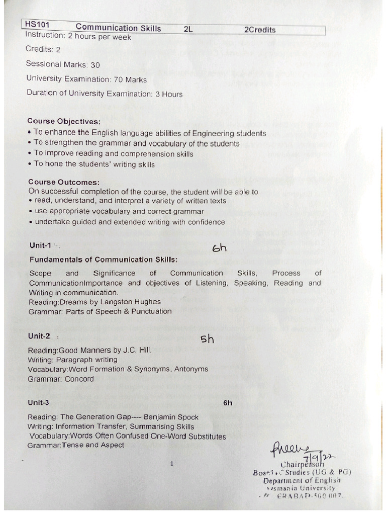 Communication Skills (CSE-AIML) 2022-23 | PDF