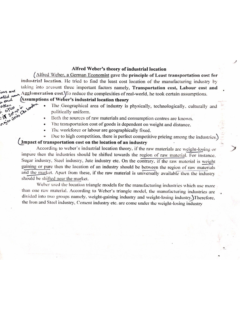 Alfred Weber's Theory of Industrial Location | PDF