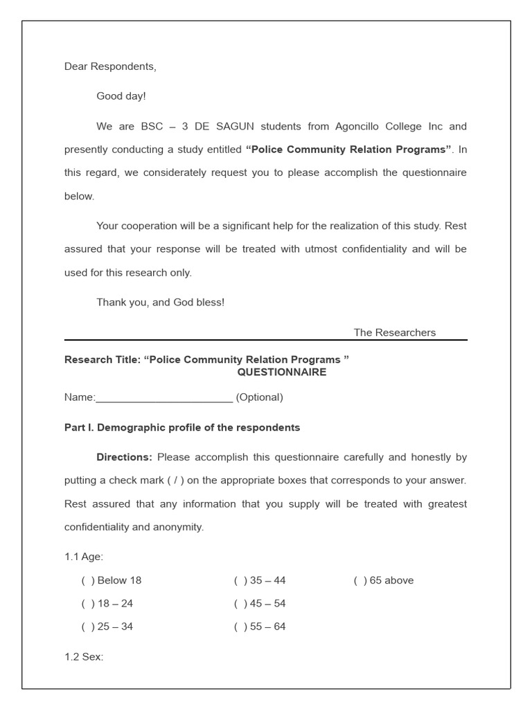 Questionnaire | PDF | Police | Crimes