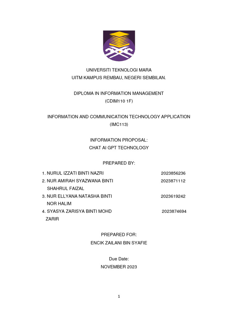 GROUP2 - IMC 113 ASSIGNMENT (Chat AIGPT Technology) | PDF | Artificial Intelligence ...