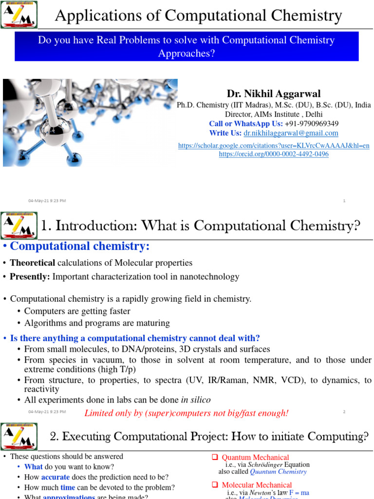 Applications of Computational Chemistry | PDF | Computational Chemistry ...