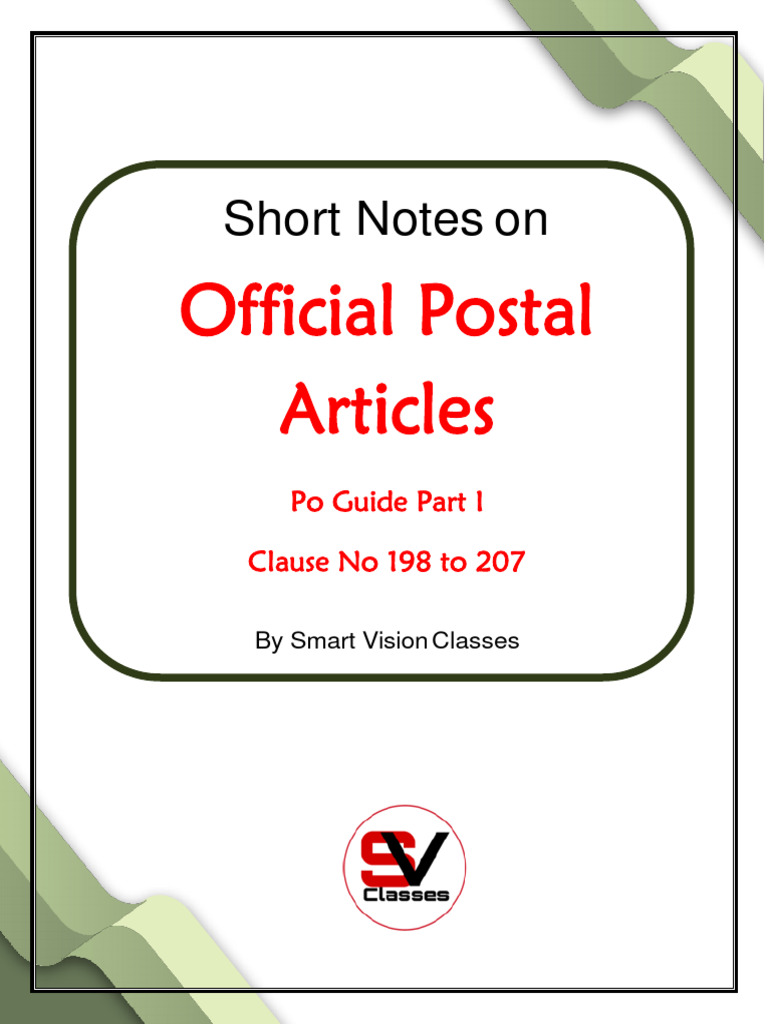 8.short Notes On Official Postal Article | PDF | Mail | Postage Stamp