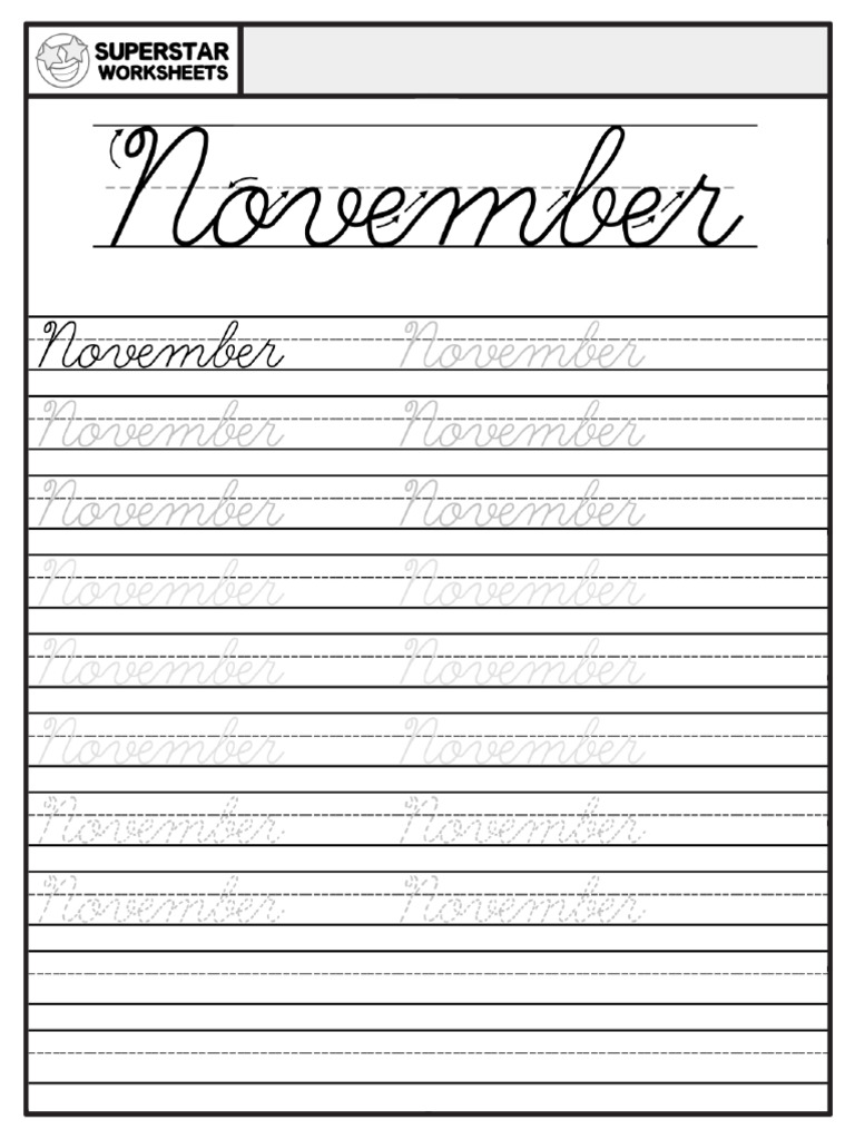 Cursive Monthsofthe Year November | PDF