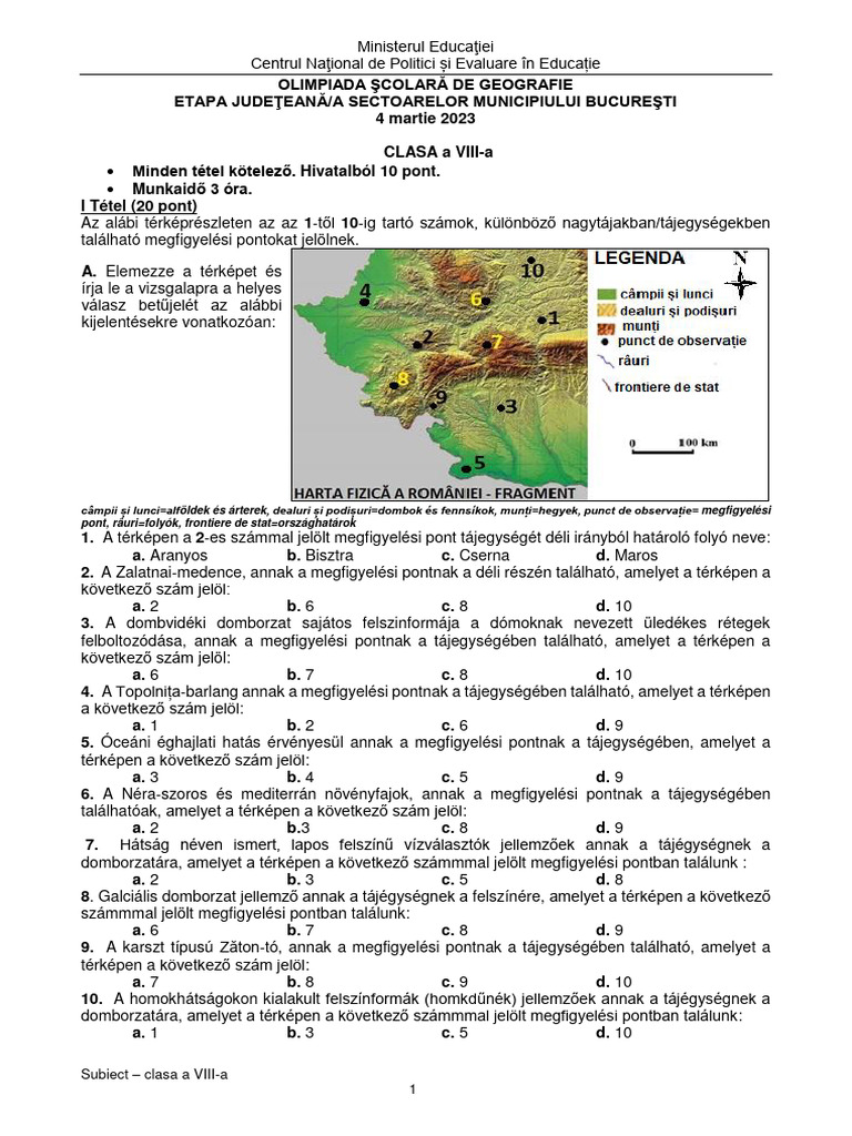 Geo 8 Ojg 2023 Subiect Lma | PDF