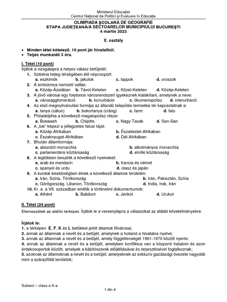 GEO 10 OJG 2023 Subiect LMA | PDF