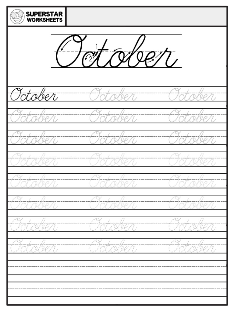 Cursive Monthsofthe Year October | PDF